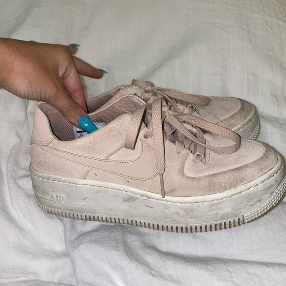 Nike | Shoes | Light Pink Suede Airforces Platform | Poshmark